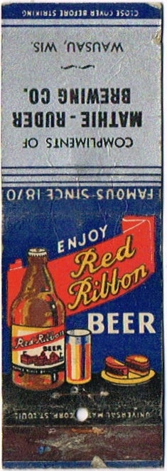 Item #87687 1938 Red Ribbon Beer Matchcover WI-MR-5-0