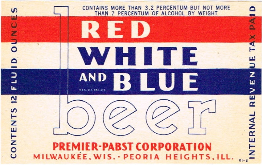 Item #5566 1936 Red White and Blue Beer (68mm) Label WI286-94v1