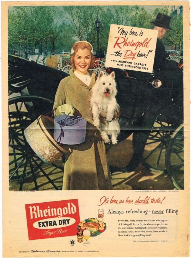 Item #79848 1954 Rheingold Extra Dry Lager Beer Paper Ad