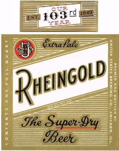 Item #66986 1952 Rheingold Extra Pale Beer Label
