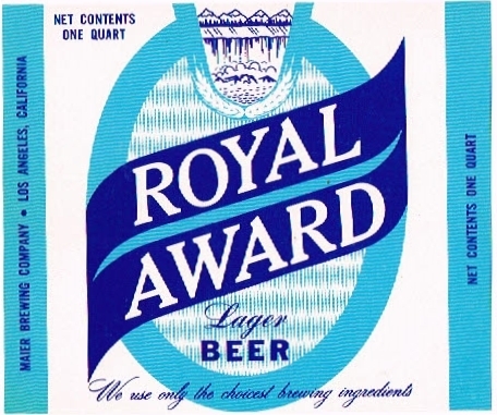 Item #29985 1965 Royal Award Lager Beer Label