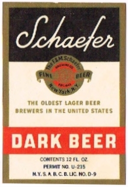 Item #66556 1933 Schaefer Dark Beer Label NY89-18