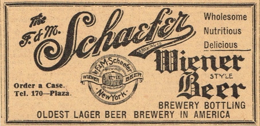 Item #89251 1913 Schaefer Wiener Beer Paper Ad
