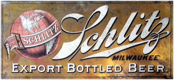 Item #87351 1890 Schlitz Beer tin Signs (All Signs, Indoor & Outdoor)