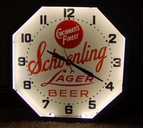 Item #87216 1950 Schoenling Lager Beer Clock Clock