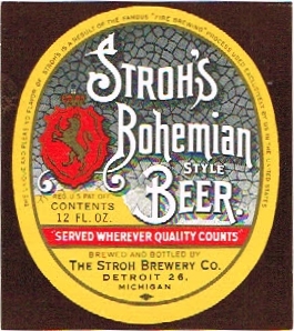 Item #69312 1959 Stroh's Bohemian Style Beer Label