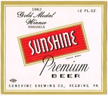 Item #65571 1963 Sunshine Premium Beer Label