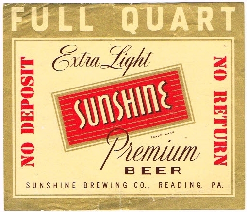 Item #65564 1960 Sunshine Premium Beer Label
