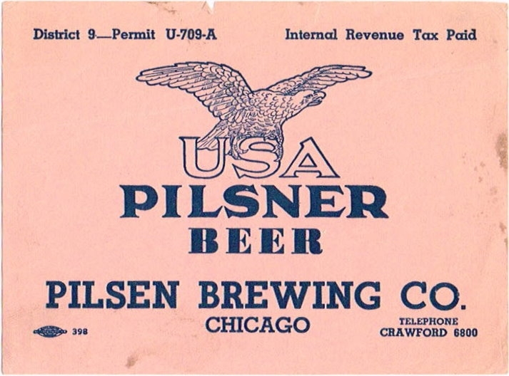 Item #81255 1936 USA Pilsner Beer Label IL38-