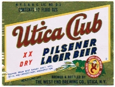 Item #66721 1950 Utica Club Pilsener Lager Beer Label