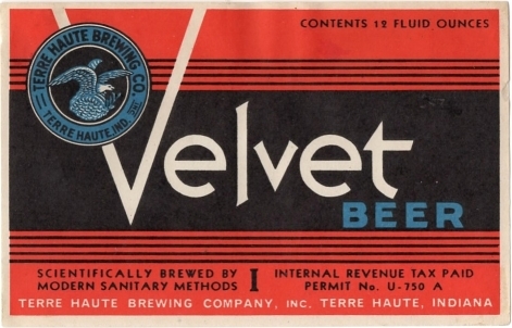 Item #72081 1934 Velvet Beer Label CS34-02
