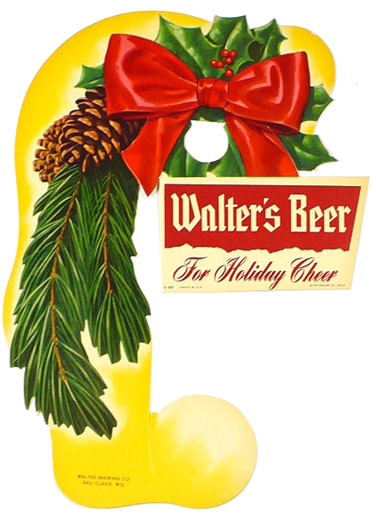 Item #17450 1962 Walter's Beer Christmas Bottle Topper Sign