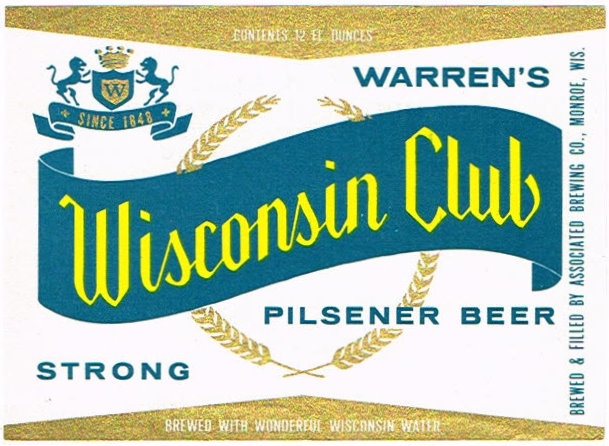 Item #85672 1960 Warren's Wisconsin Club Pilsner Beer Label