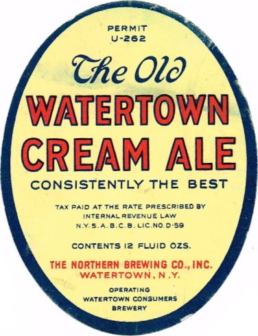 Item #75084 1933 Watertown Cream Ale Label NY121-02