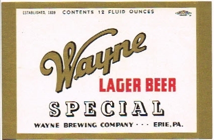 Item #69492 1950 Wayne Lager Beer Label PA34-14V