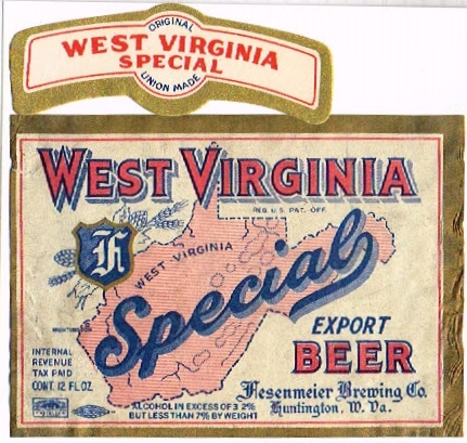 Item #64857 1939 West Virginia Special Export Beer Label ES127-22