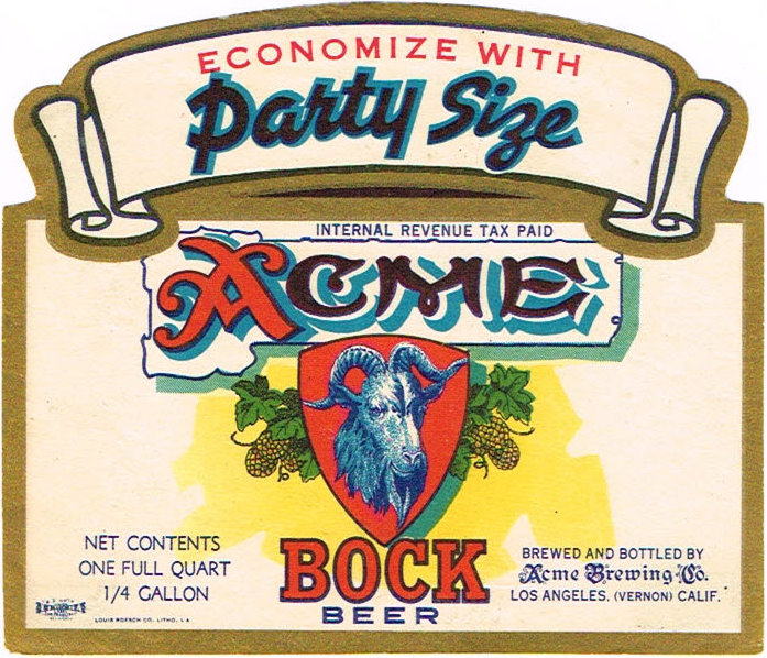 Item #13238 1937 Acme Bock Beer Label WS8-15
