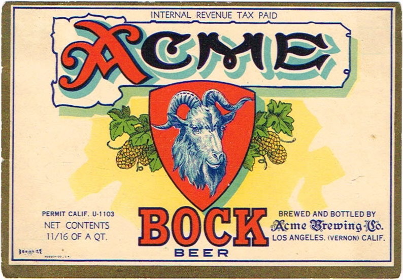 Item #92277 1934 Acme Bock Beer Label WS8-14
