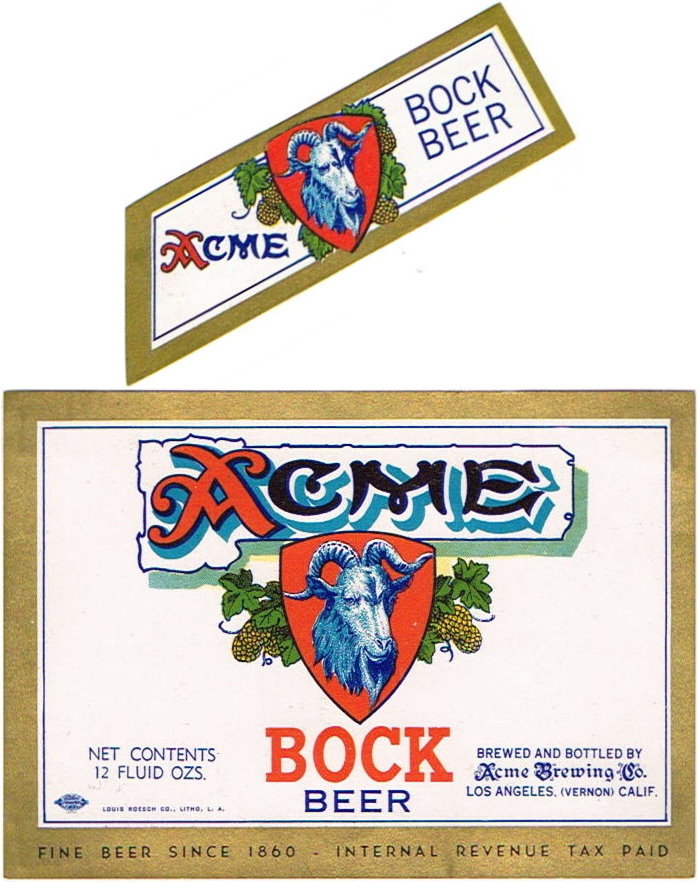 Item #92278 1945 Acme Bock Beer Label WS8-16