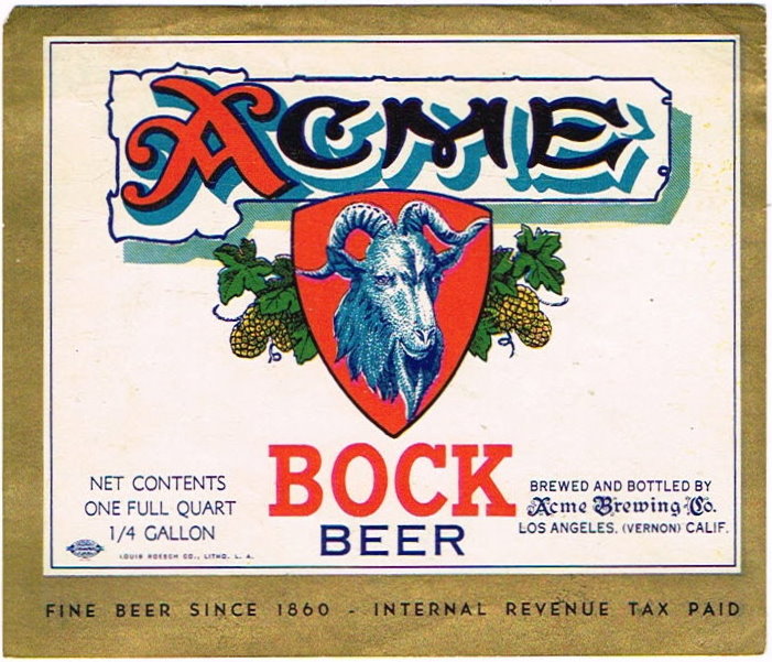 Item #92279 1945 Acme Bock Beer Label WS8-16