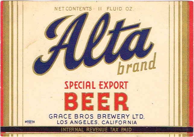 Item #91599 1942 Alta Special Export Beer Label WS11-20