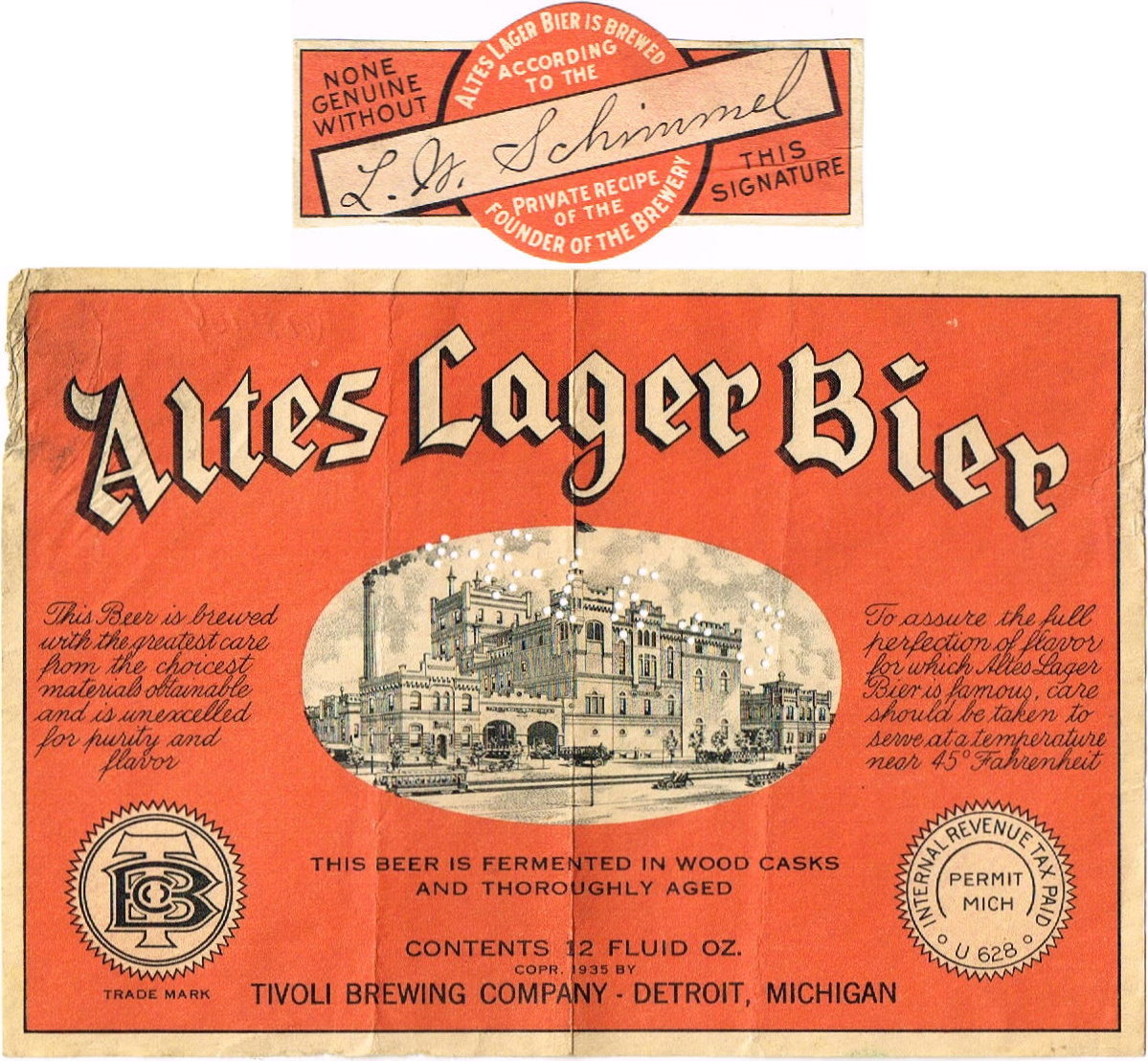 Item #100332 1936 Altes Lager Bier Label CS51-15