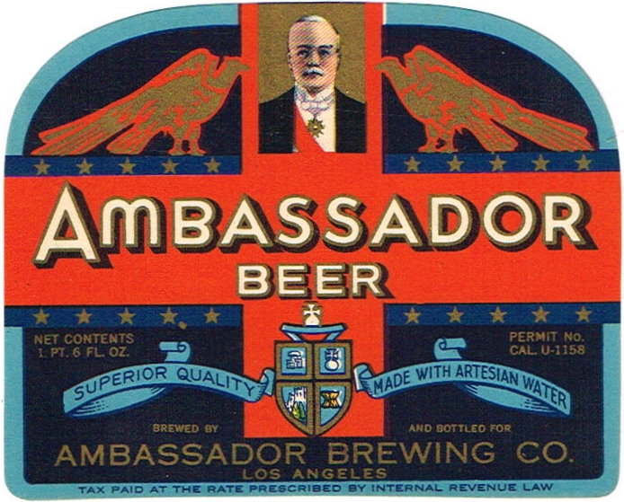 Item #13311 1935 Ambassador Beer Label WS8-19