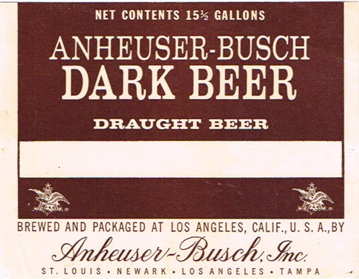 Item #92346 1961 Anheuser-Busch Dark Beer Label