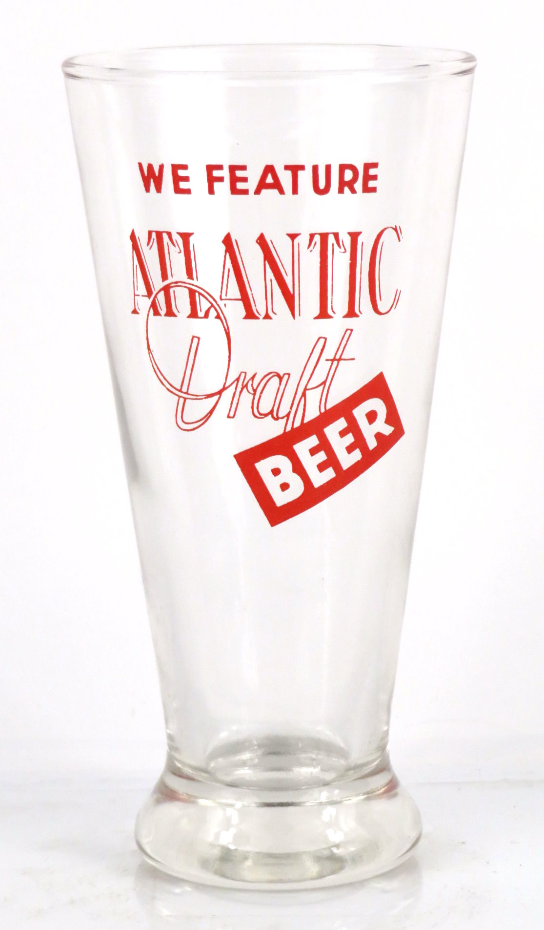 Item #21907 1940 Atlantic Draft Beer Flared Top ACL Drinking Glass