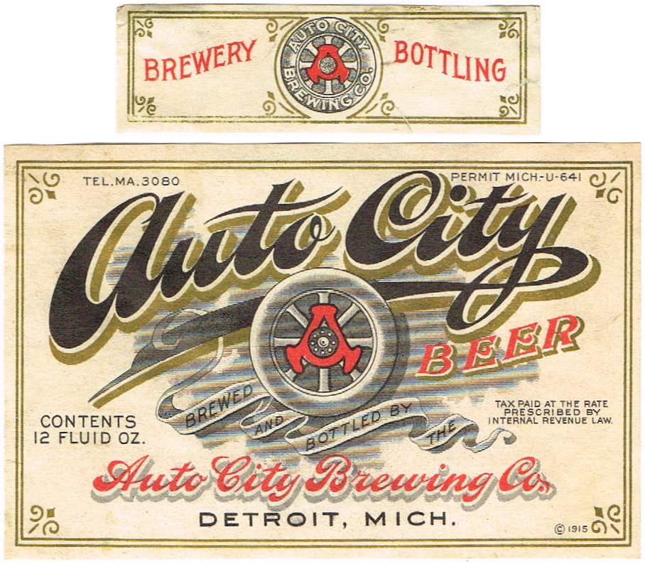 Item #100436 1933 Auto City Beer Dupe Label CS40-19