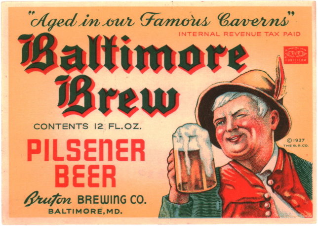 Item #68601 1937 Baltimore Brew Beer Label ES72-22