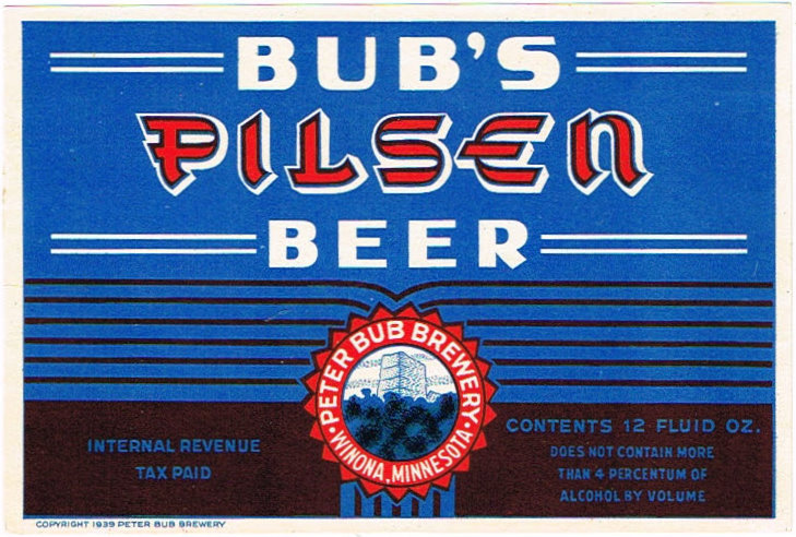 Item #29237 1937 Bub's Pilsen Beer Label CS105-08