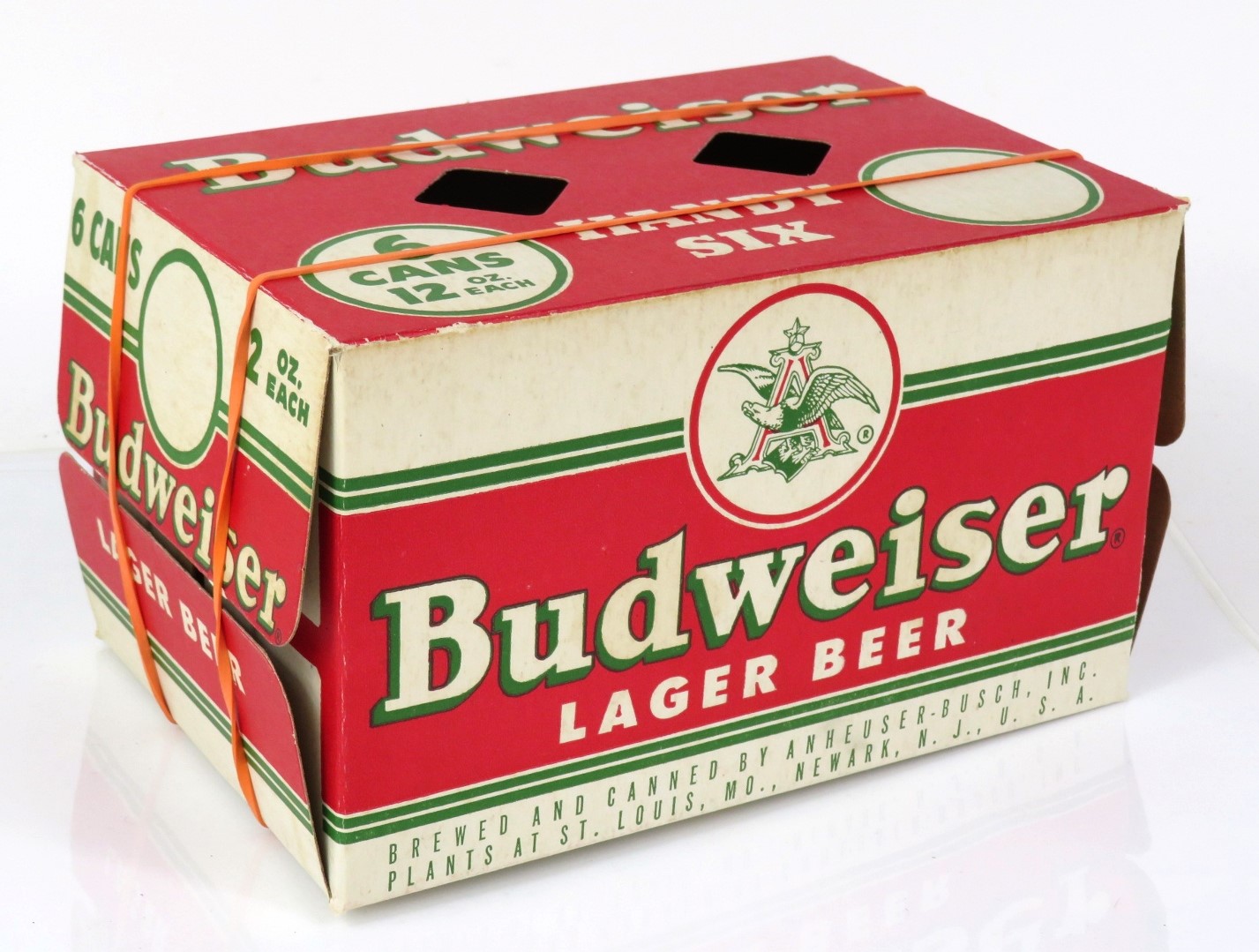 Item #94182 1952 Budweiser Beer flat top six pack box Six-pack Holder ...