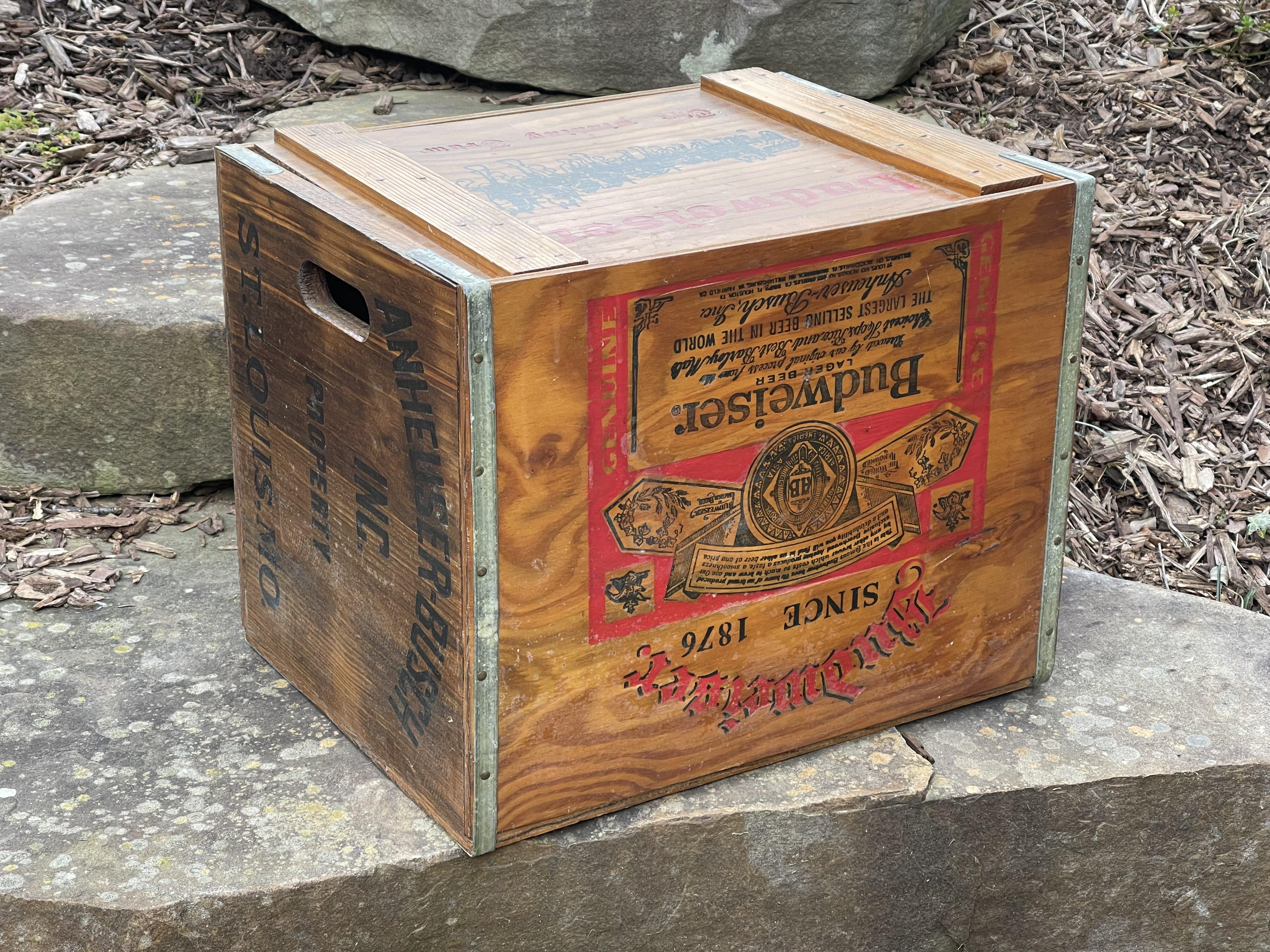 Item #36321 1976 Budweiser Beer Storage Box Wooden Crate