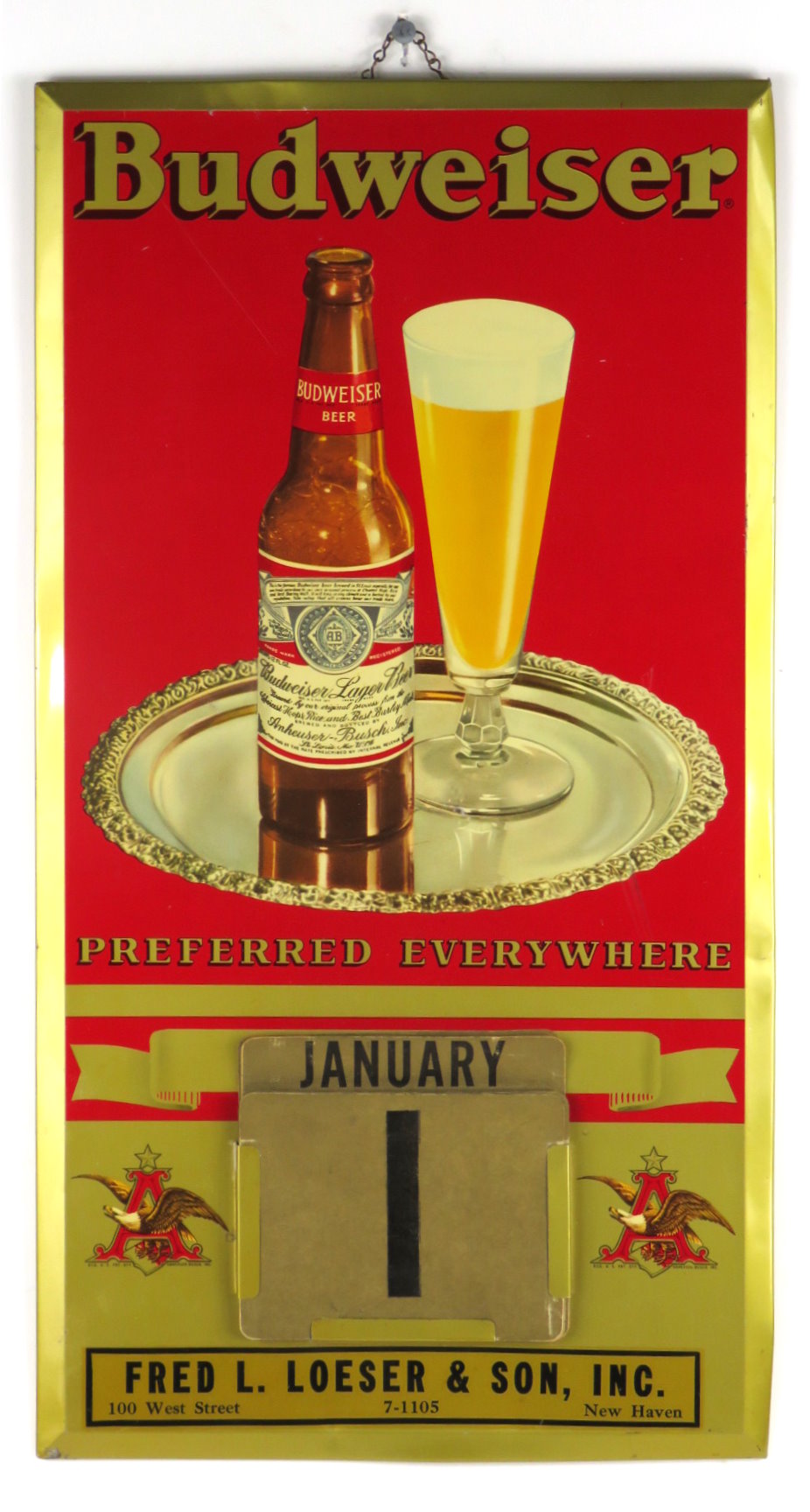 Item #95547 1939 Budweiser Beer TOC Page A Day Calendar TOC Tin Over ...