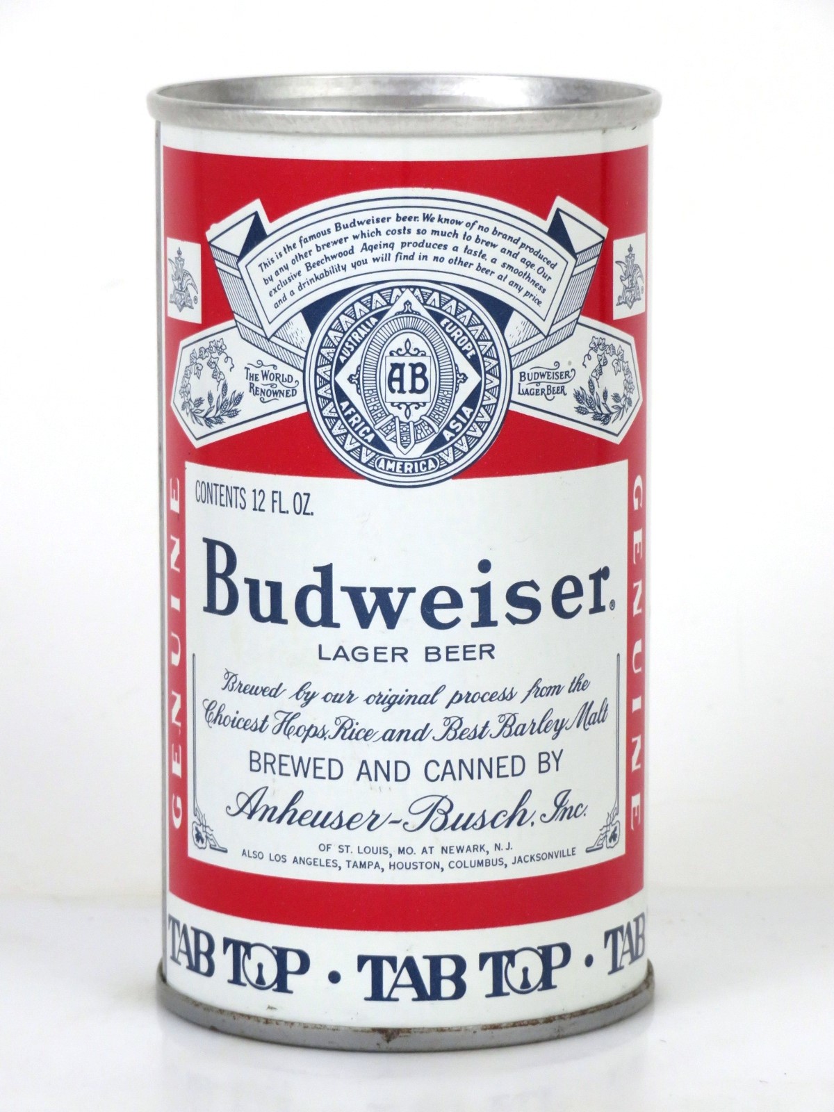 Item #110342 1969 Budweiser Lager Beer Tab Top Can T49-05b