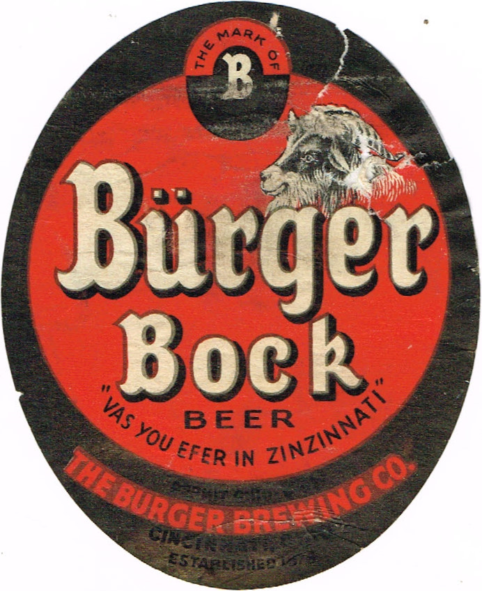 Item #85989 1934 Burger Bock Beer Dupe Label OH20-12