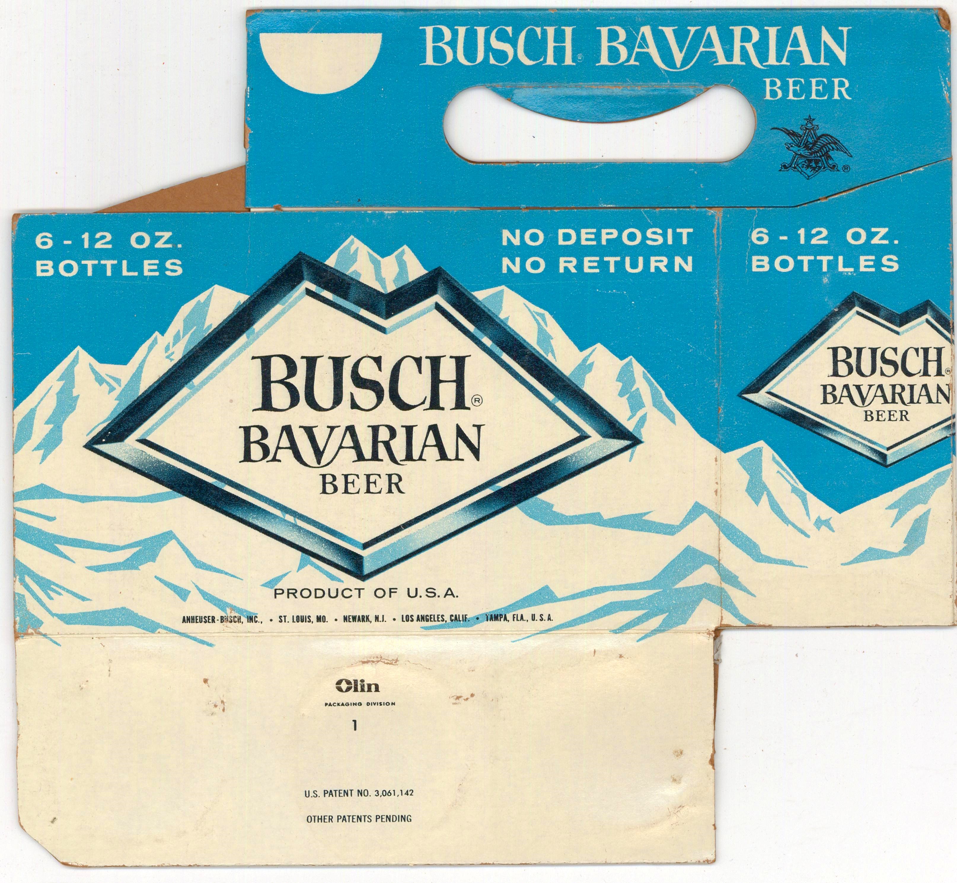 Item #13200 1957 Busch Bavarian Beer (12oz NDNR Bottles) Six-pack Holder