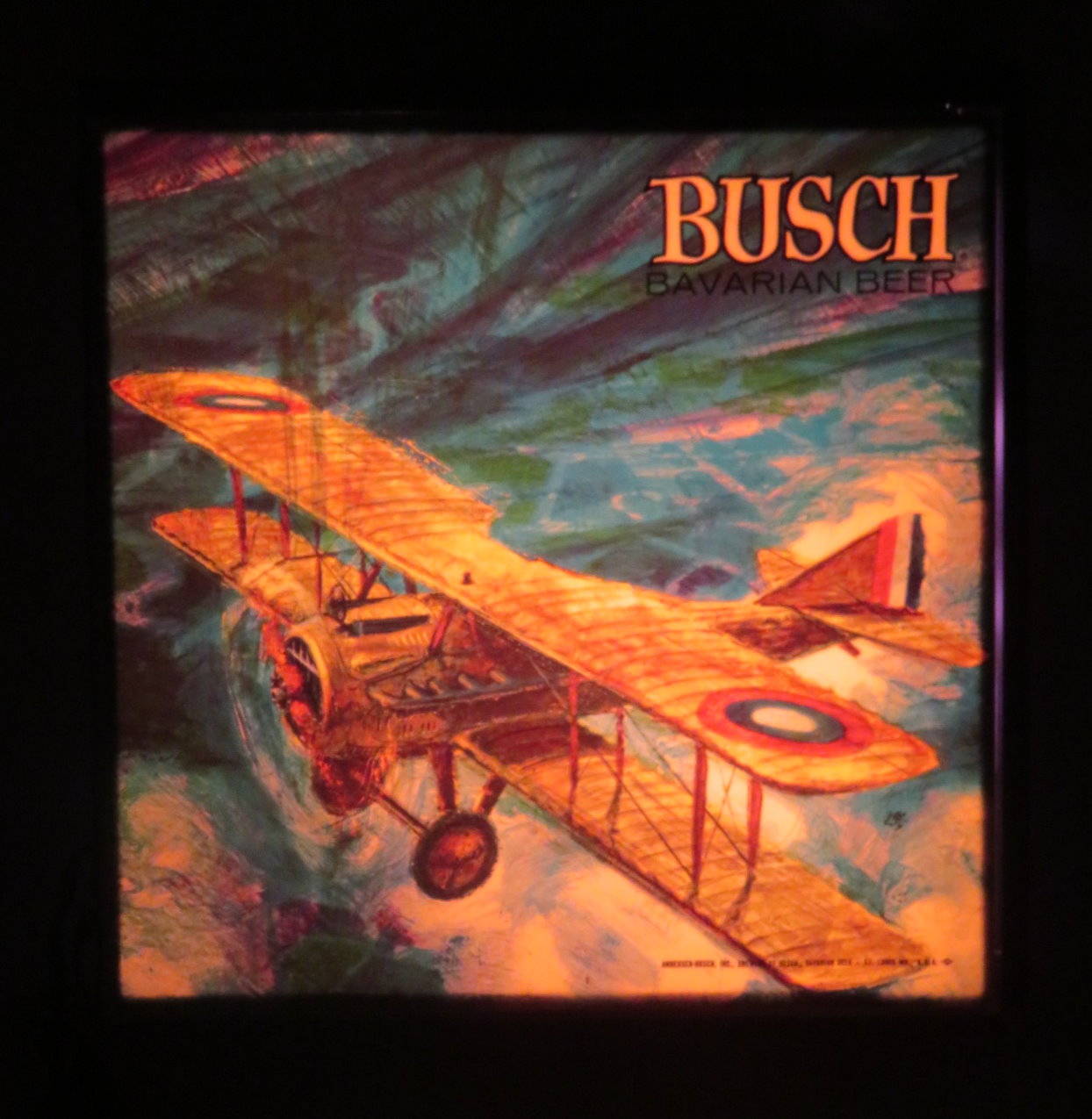 Item #98046 1958 Busch Bavarian Beer "Bi-Plane" Sign