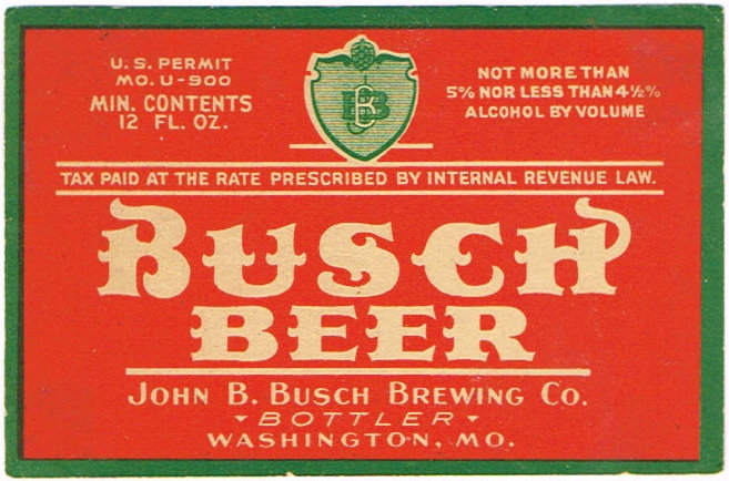 Item #92371 1933 Busch Beer Label CS127-01