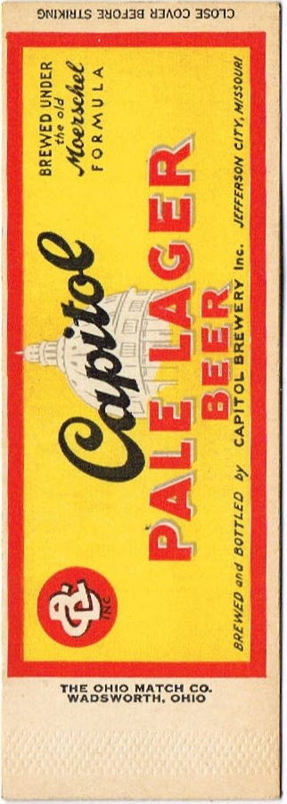 Item #87374 1934 Capitol Pale Lager Beer Matchcover MO-CAP-1
