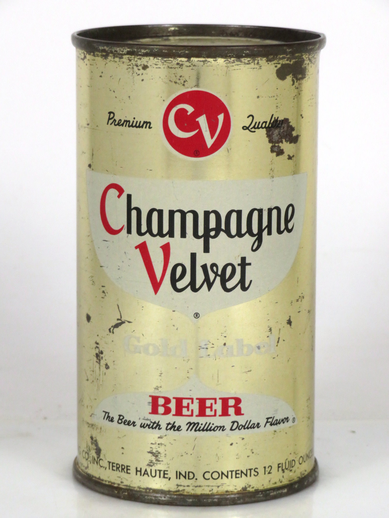Item #15038 1955 Champagne Velvet Gold Label Beer (Light Gold) Flat Top ...