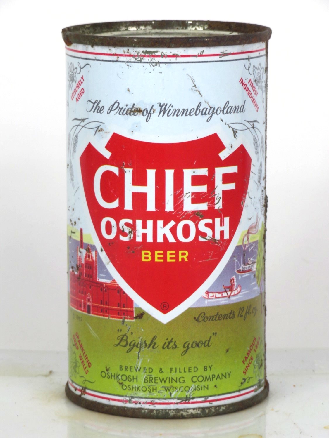 Item #103456 1962 Chief Oshkosh Beer Flat Top Can 49-28