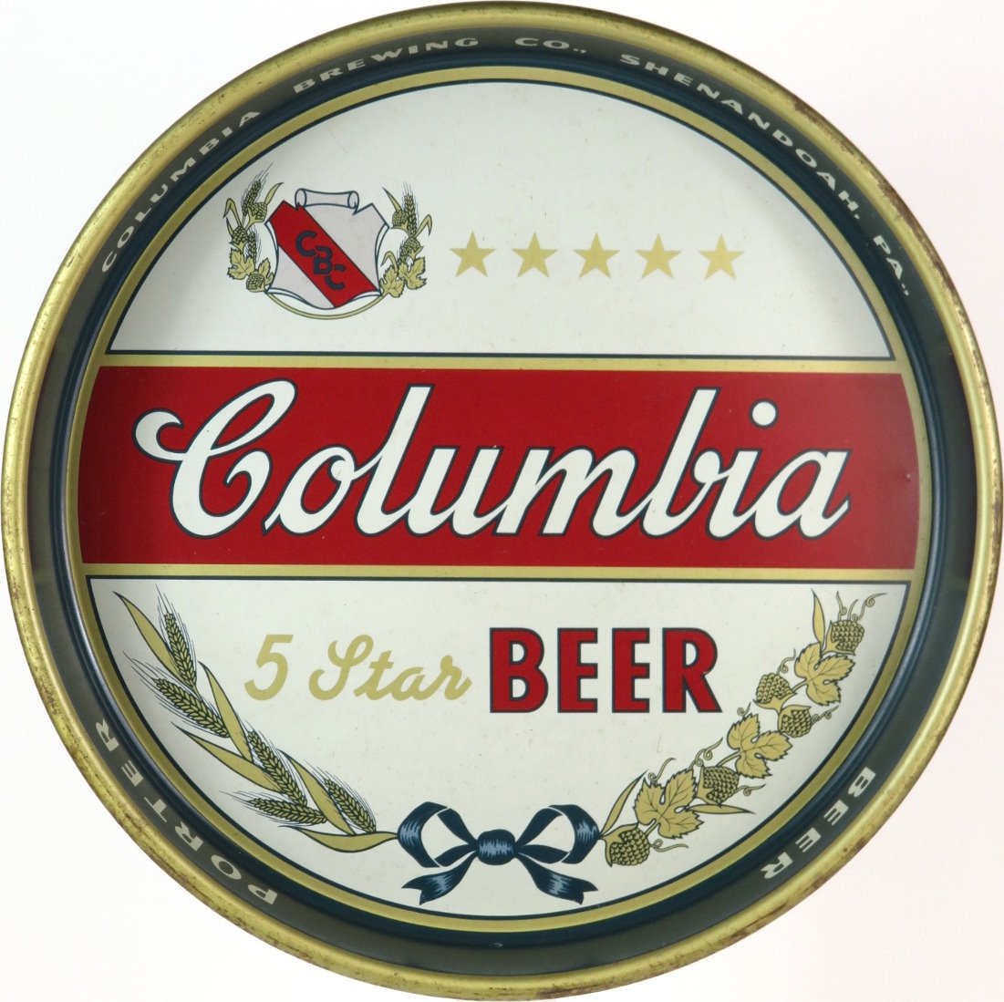 Item #93103 1952 Columbia 5 Star Beer Serving Tray