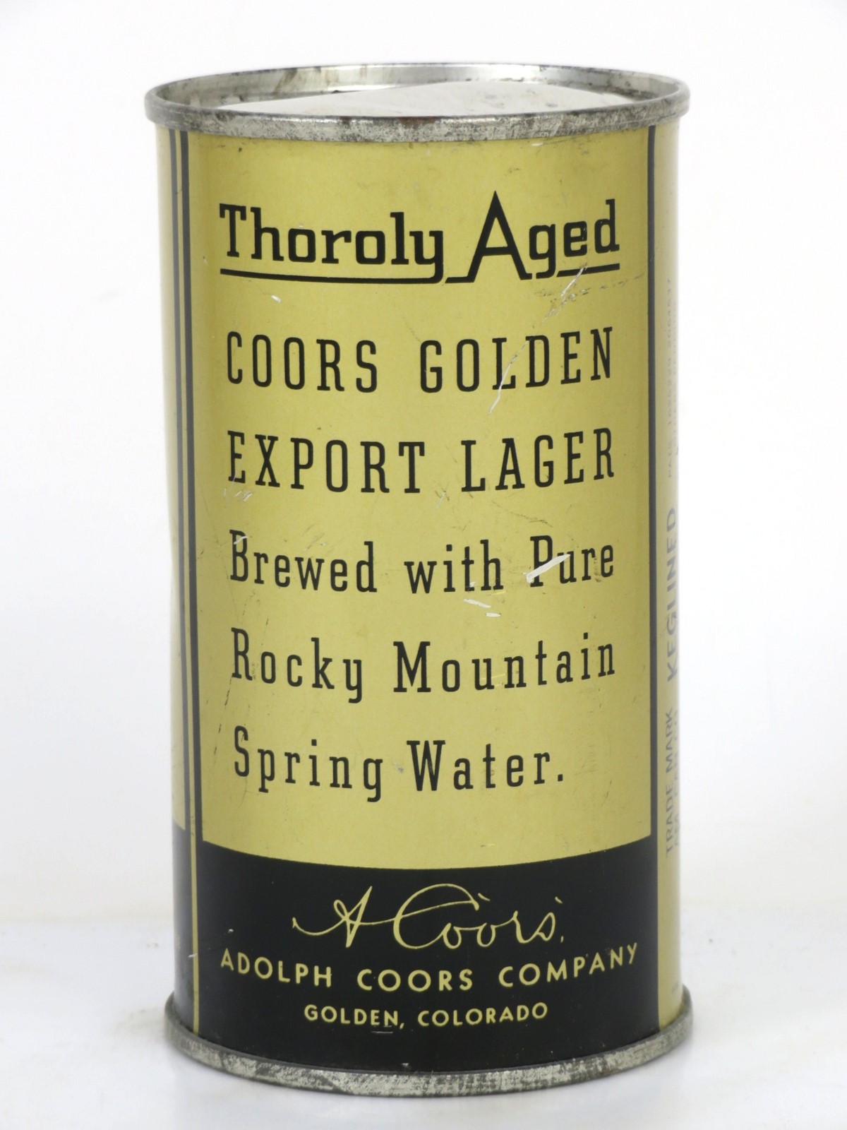 Item #5784 1936 Coors Golden Beer "Thoroly Aged" Flat Top Can 51-12