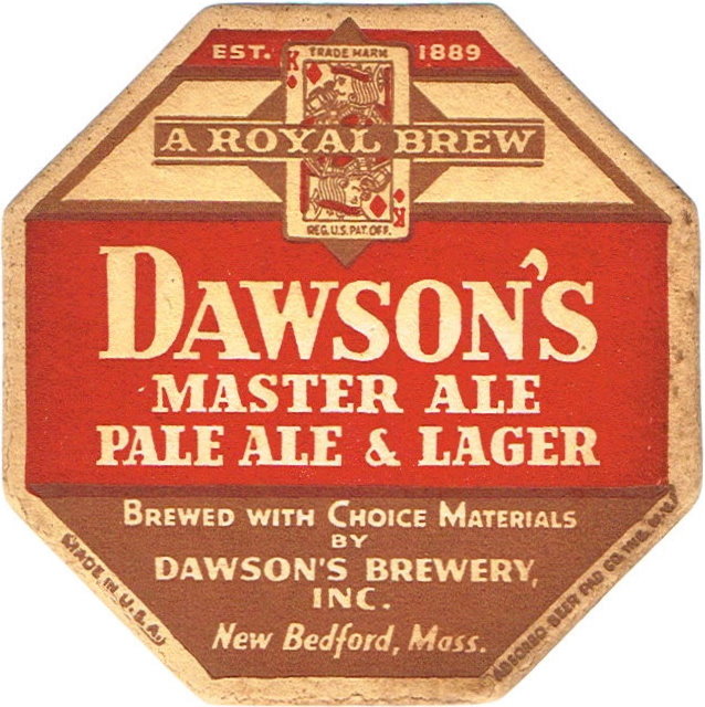 Item #2092 1935 Dawson's Master Ale/Pale Ale & Lager Beer Coaster MA-DAW-1