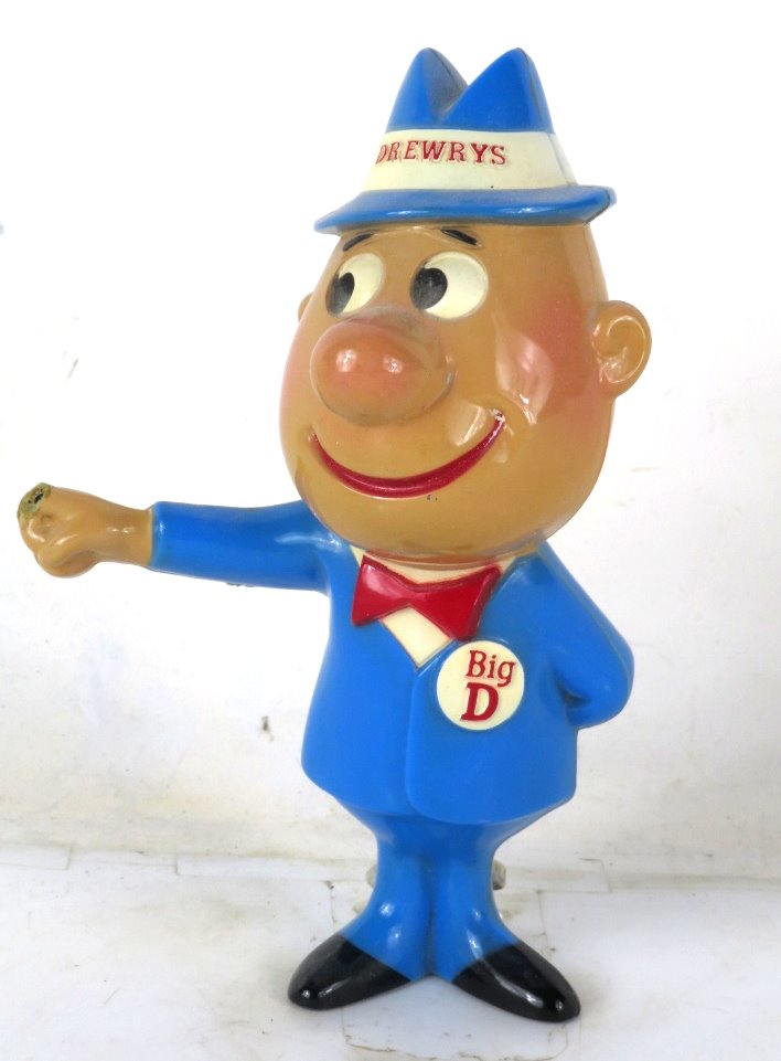 Item #27540 1958 Drewrys "Big D" Cartoon Figure Backbar Sign