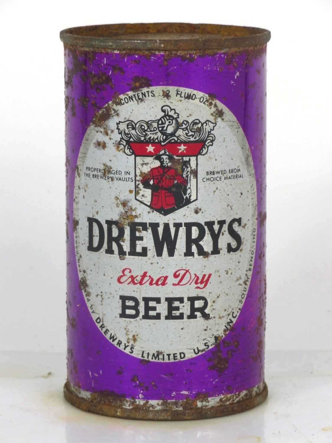 Item #96114 1957 Drewrys Extra Dry Beer (purple sports) Flat Top Can 56 ...