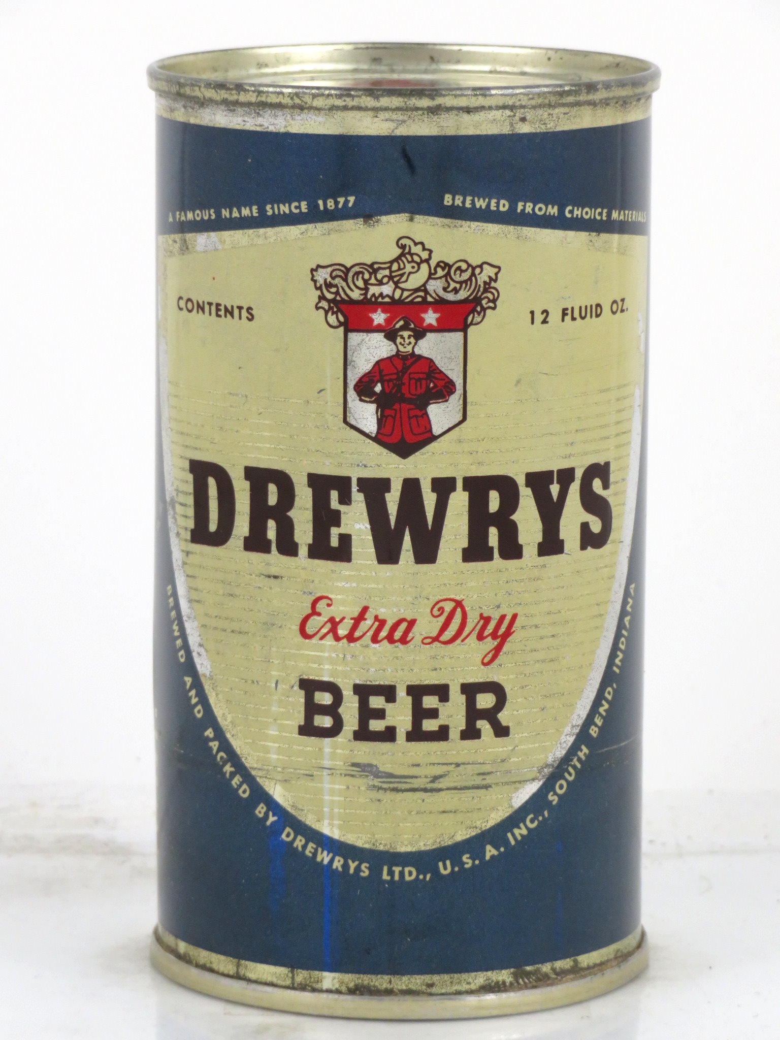 Item #22621 1955 Drewrys Extra Dry Beer Round/Square Face Flat Top Can ...