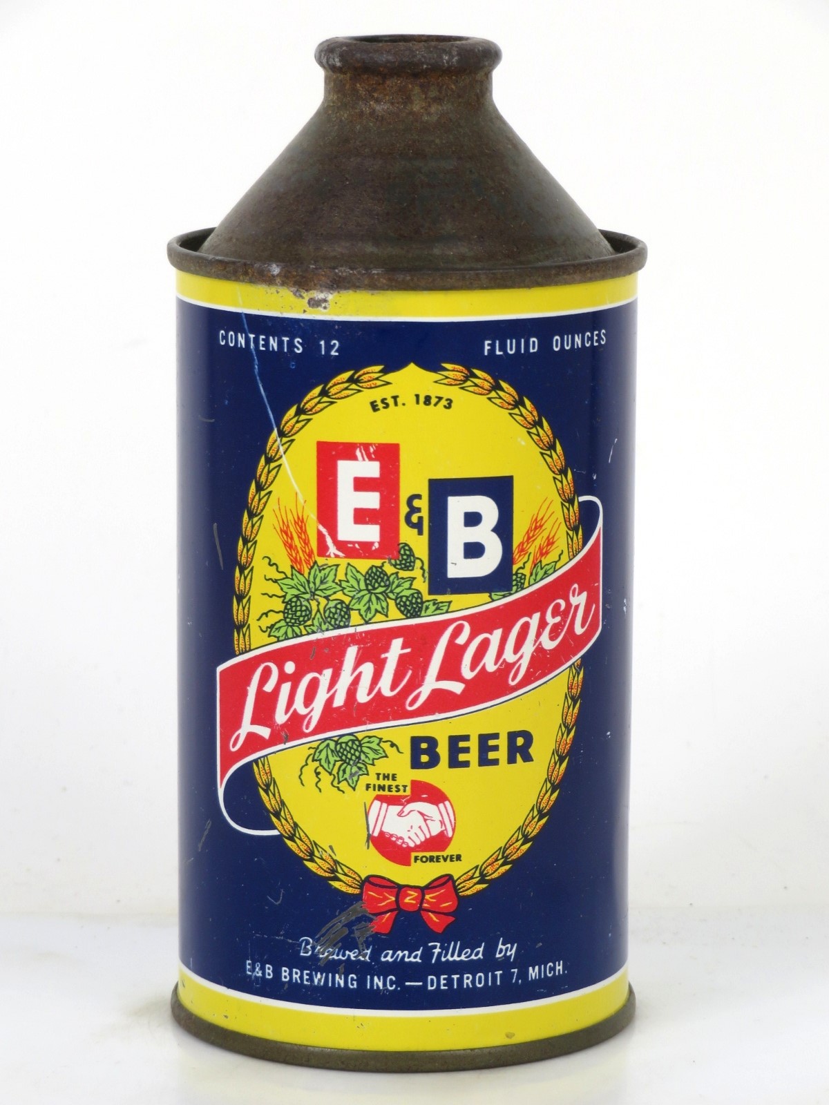 Item #14681 1946 E&B Light Lager Beer Cone Top Can 160-17